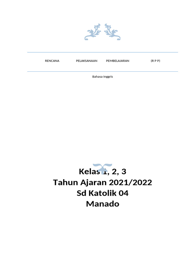 Cover RPP Bahasa Inggris | PDF