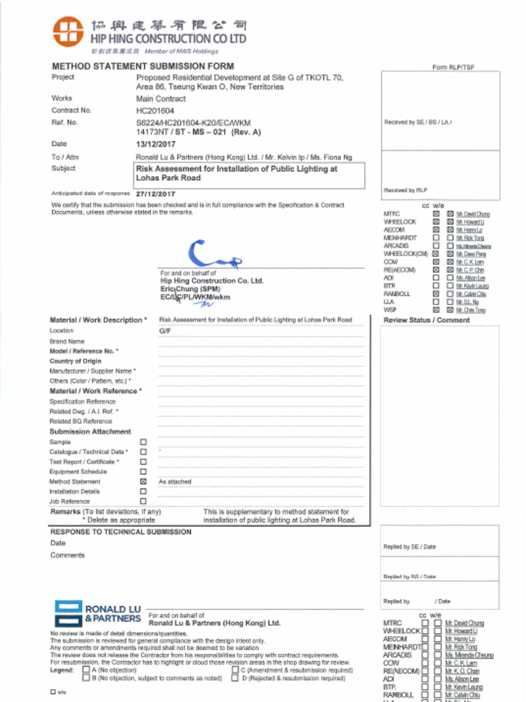 ST-MS-021 Method Statement For Installation of Public Lighting at Lohas ...