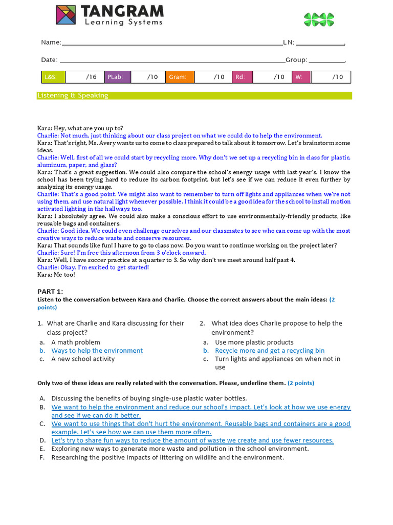Exam - CP - 5th - U5 - A1+ Leaves T | PDF | Natural Environment | Language Arts & Discipline