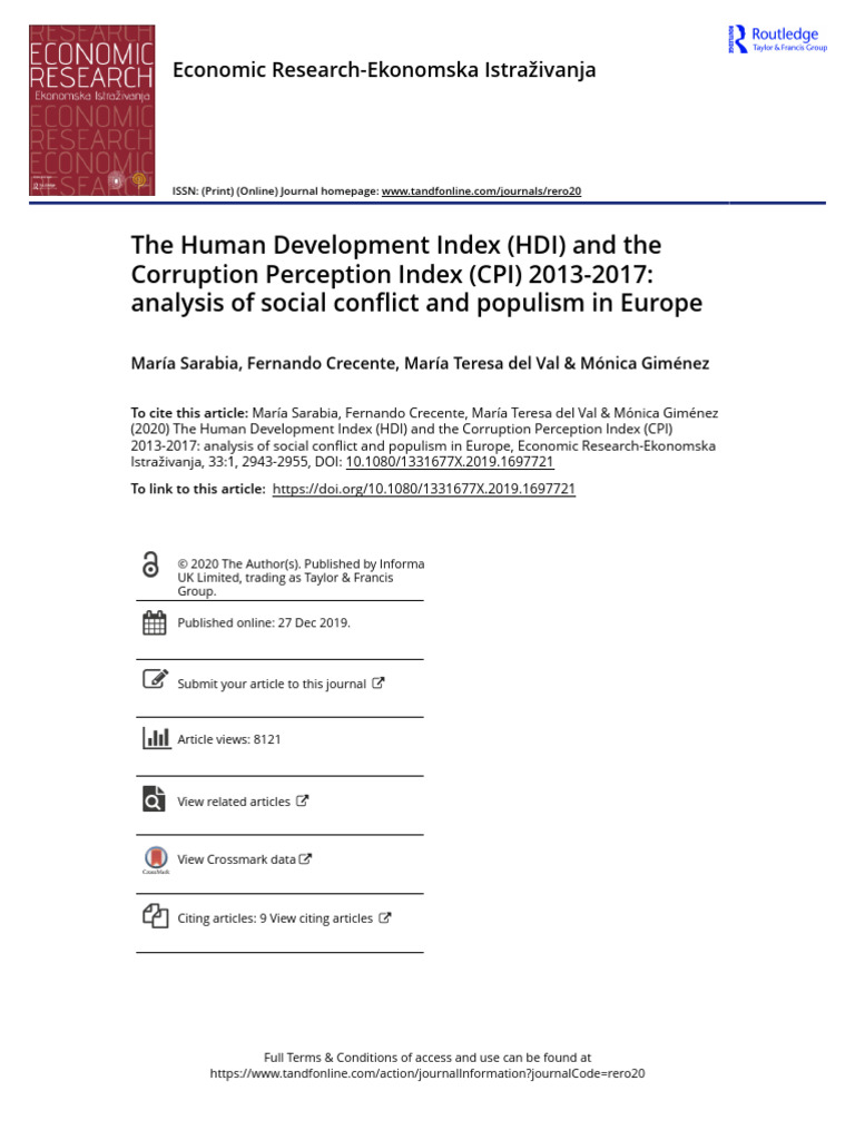 The Human Development Index HDI and The Corruption Perception Index CPI ...