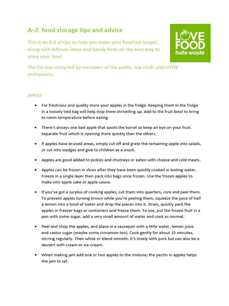 A Z Food Storage | PDF