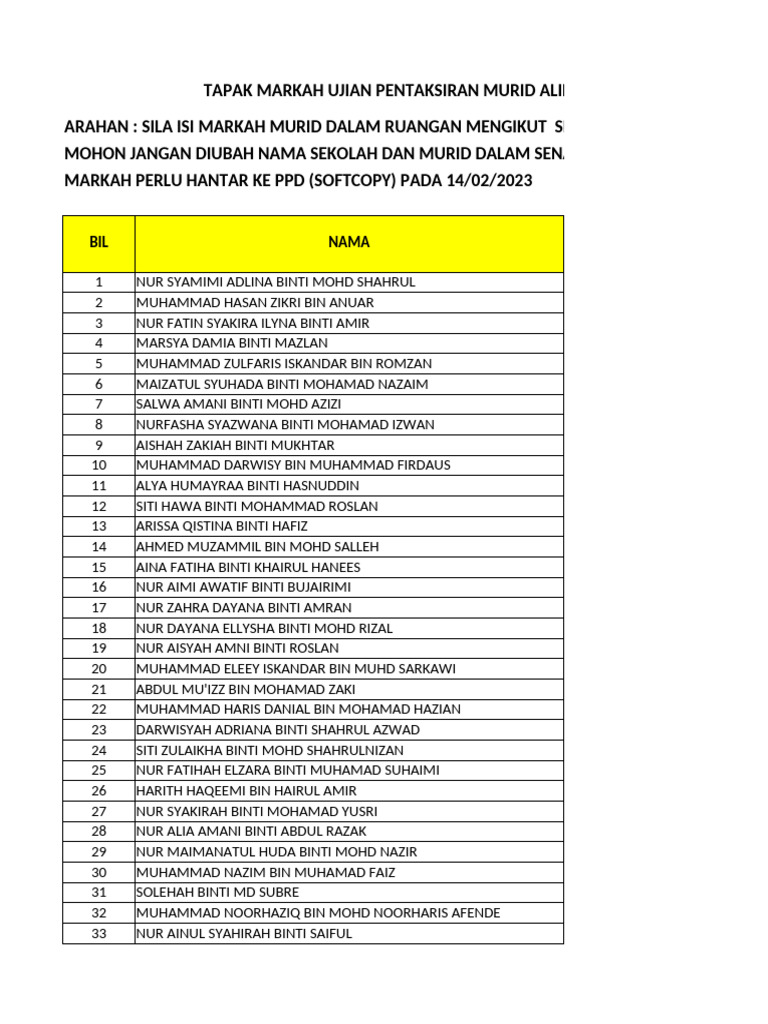 Tapak Markah Ujian Pmaa 2023 | PDF
