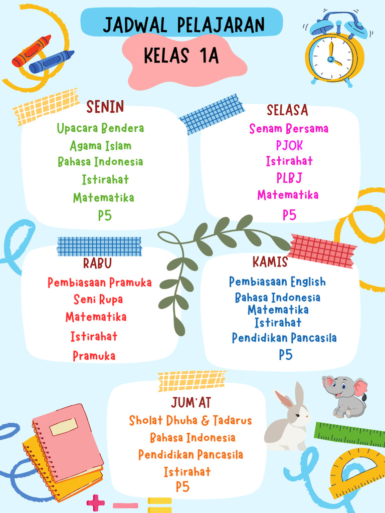 Blue Illustrated Student Daily Schedule | PDF