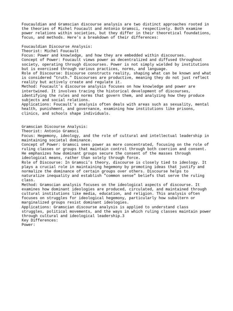 Foucauldian and Gramscian Discourse | PDF
