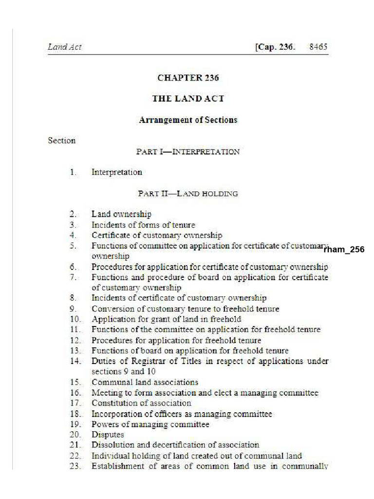 Revised Land Act Cap 236 | PDF