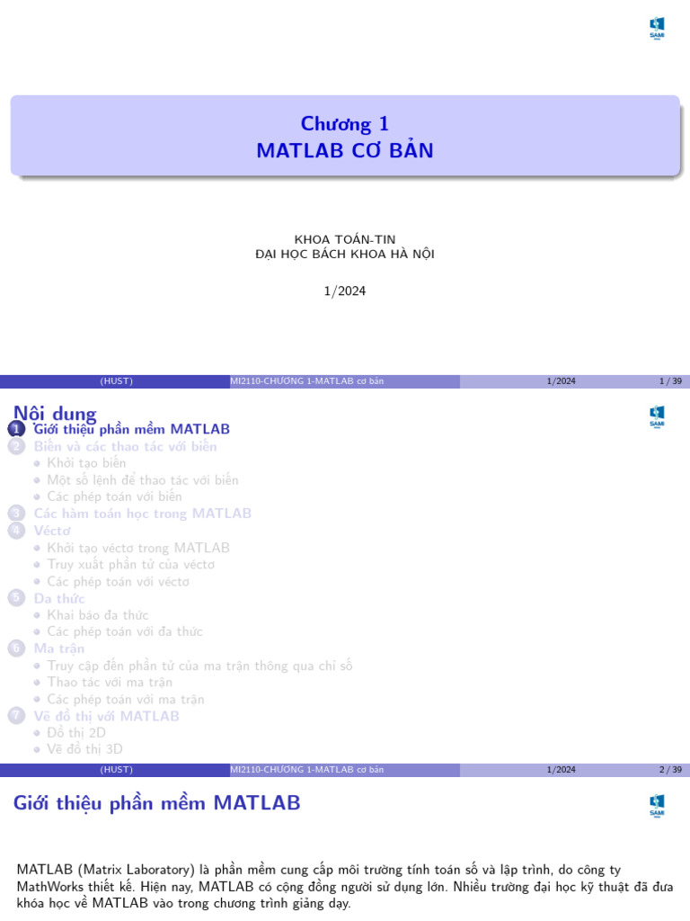 Matlab Chương 1 | PDF