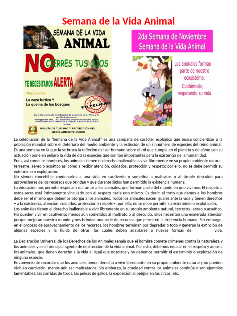 Semana de La Vida Animal | PDF