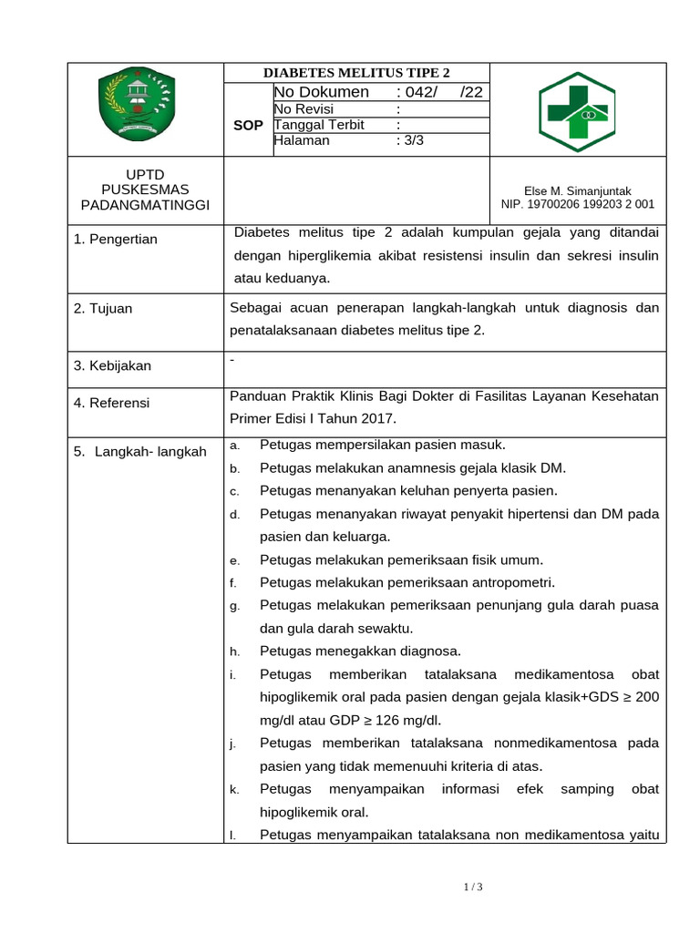 Sop DM Tipe 2 | PDF