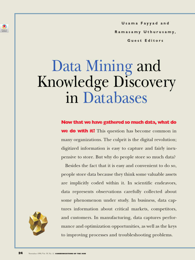 And Knowledge Discovery In: Data Mining Databases | PDF