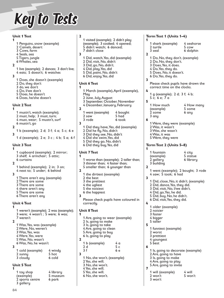 Kids Zone 4 - Tests (Key) | PDF