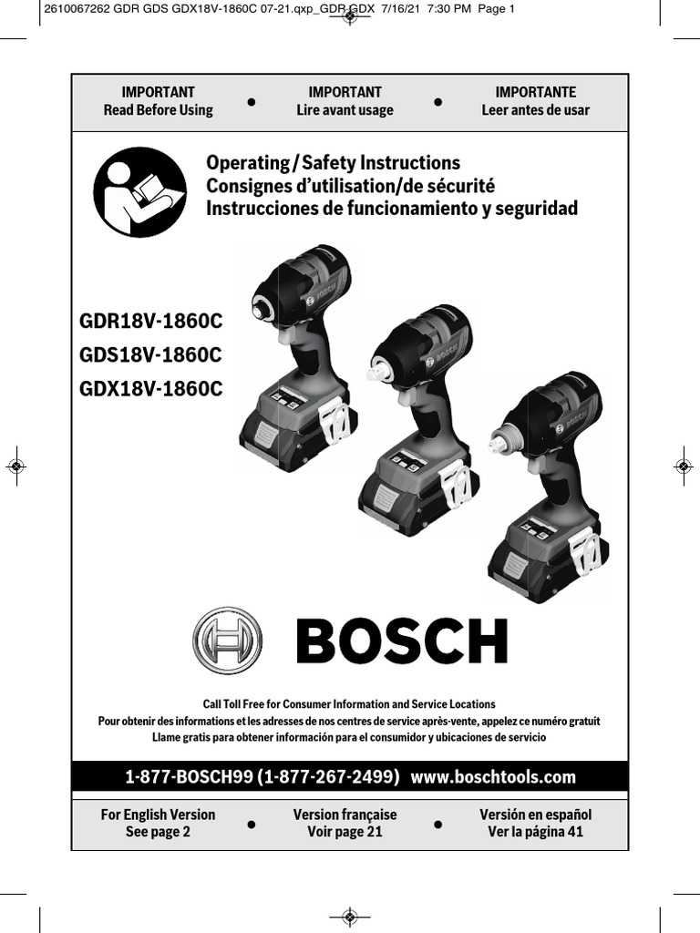 Operating / Safety Instructions Consignes D'utilisation/de Sécurité ...