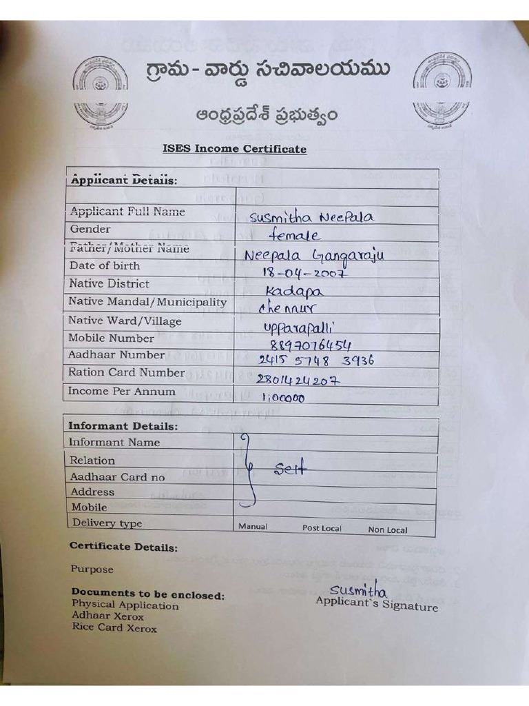 Susmitha Income | PDF