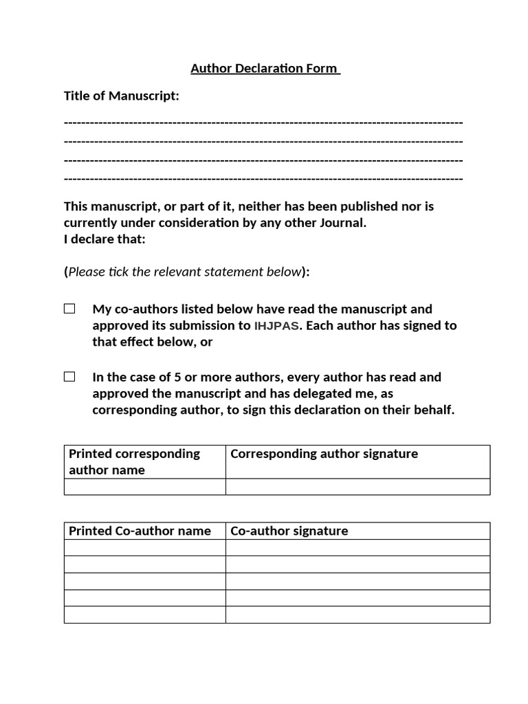 Declaration Form1 OTH | PDF
