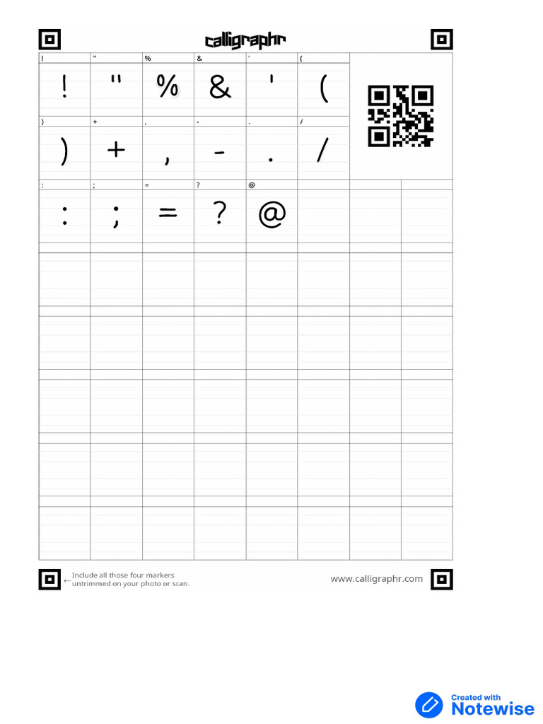 Calligraphr Templatepunctuationfilled | PDF