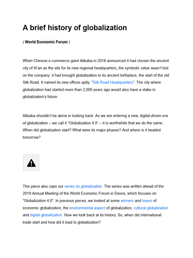 A brief history of globalization | PDF