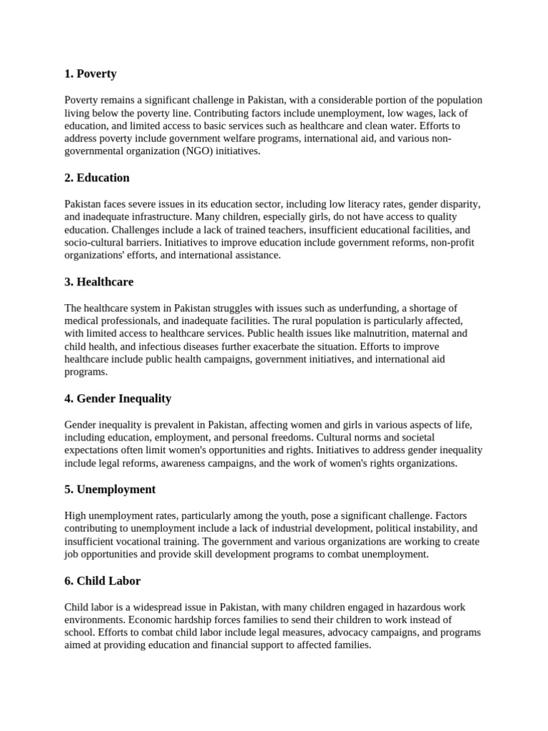 Top 10 Social Issue of Pakistan | PDF | Poverty | Poverty & Homelessness
