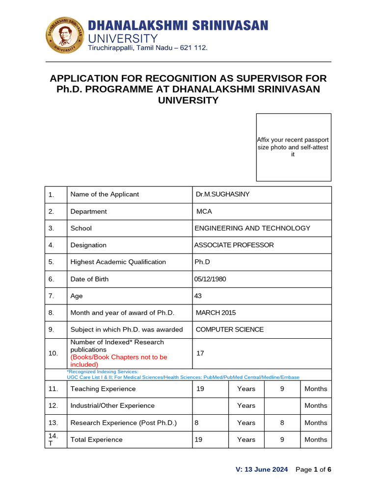 Supervisor Recognition Form - 13062024 | PDF