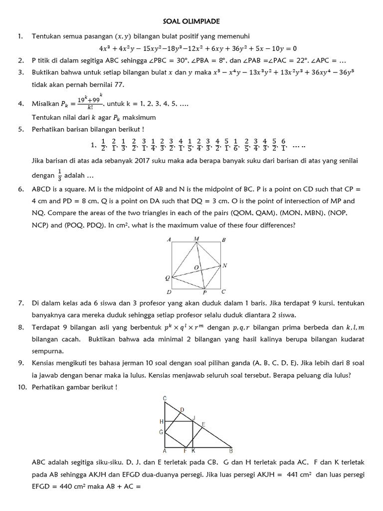 SOAL PEMANASAN PRA OSP | PDF