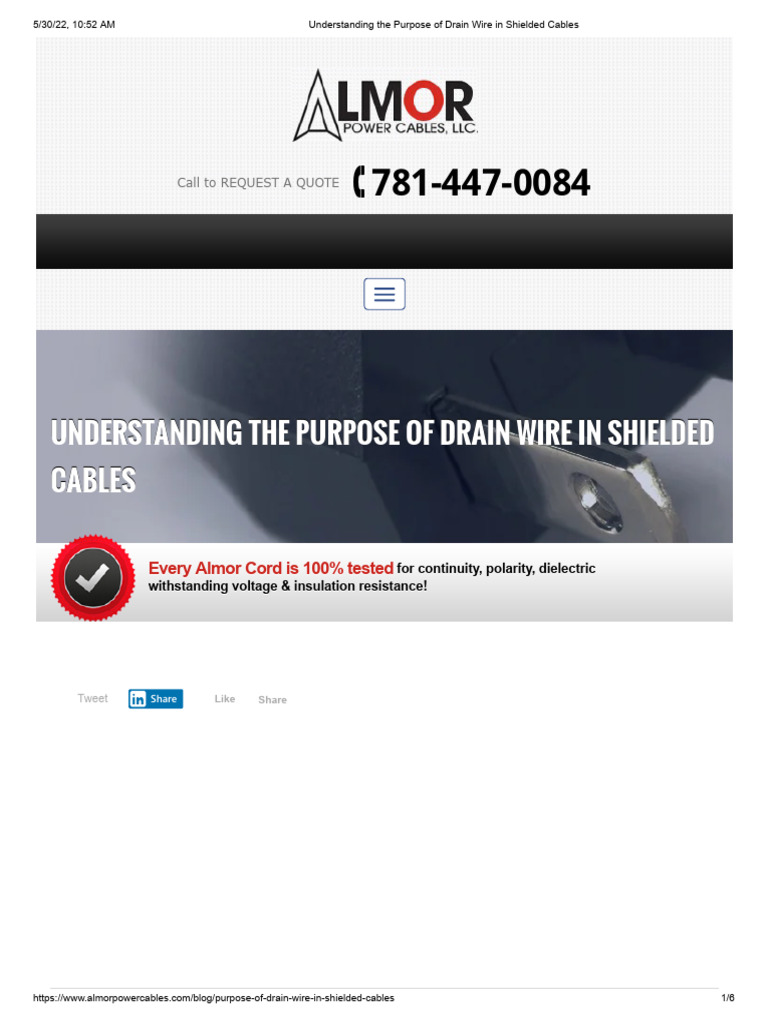 Understanding The Purpose of Drain Wire in Shielded Cables | PDF