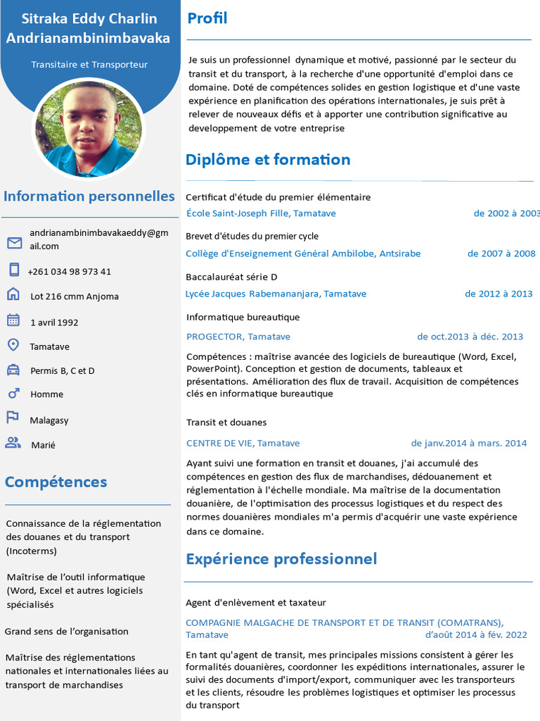CV Sitraka Eddy Charlin | PDF