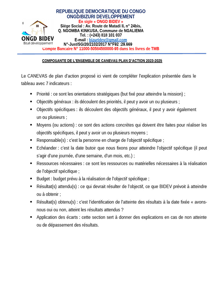 Caneva Plan D'action Triennal | PDF