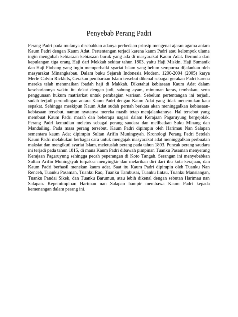 Penyebab Perang Padri | PDF