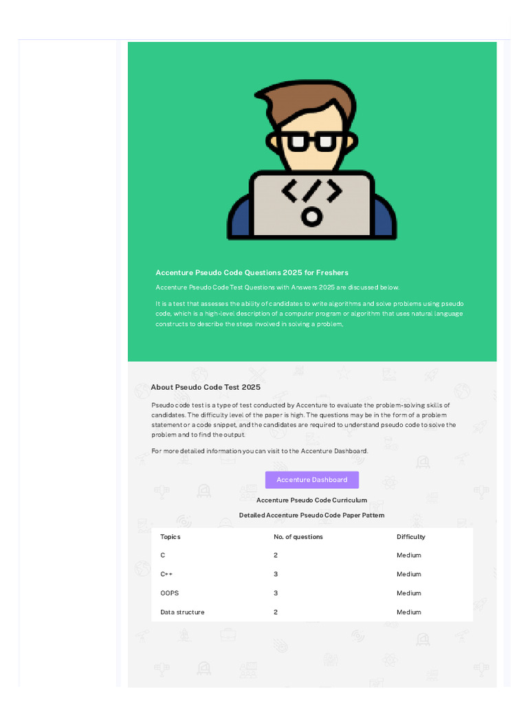Accenture Pseudo Code Questions and Answers 2025 - PrepInsta | PDF