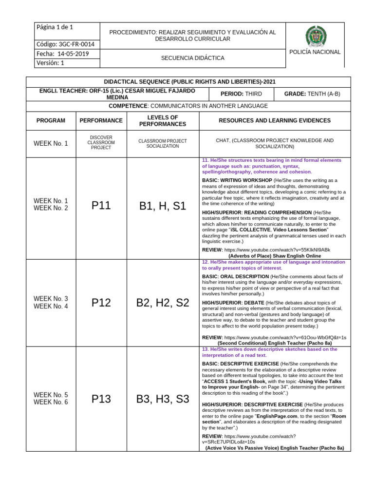 Third Period-Didactical Sequence Tenth Grade (A-B) - 2021 | PDF ...