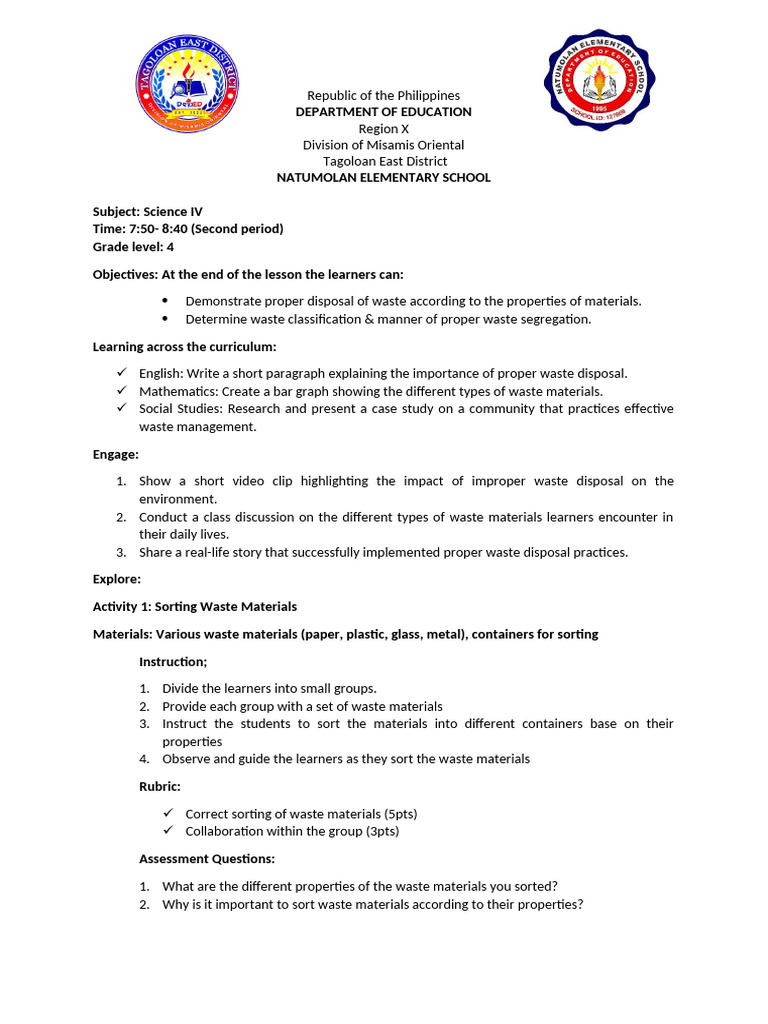 Cot 1 Science Demo | PDF