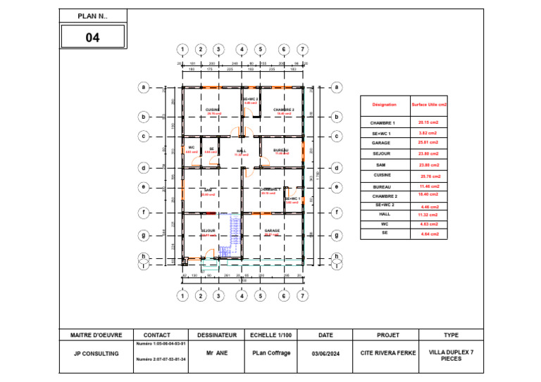 Plan N..: Chambre 1 Se+Wc 1 Garage Sejour SAM Cuisine Bureau Chambre 2 Se+Wc 2 Hall WC SE | PDF