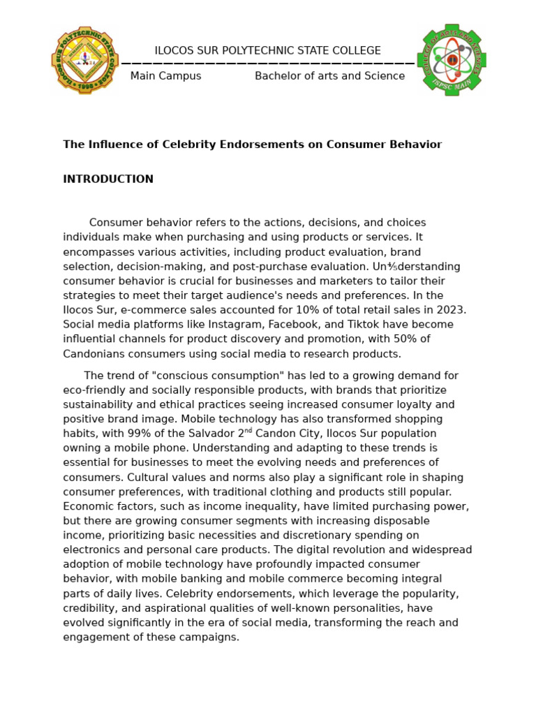 The Influence of Celebrity Endorsements On Consumer Behavior | PDF