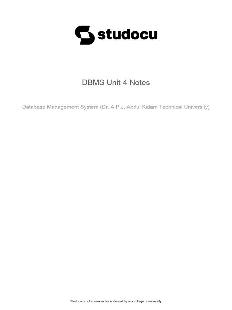 Dbms Unit 4 Notes | PDF Dbms Unit 4 Notes | PDF