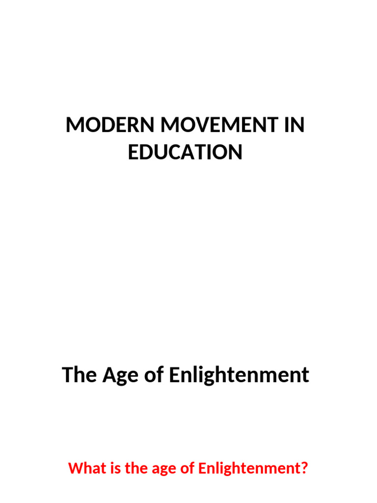 Modern movements in education | PDF