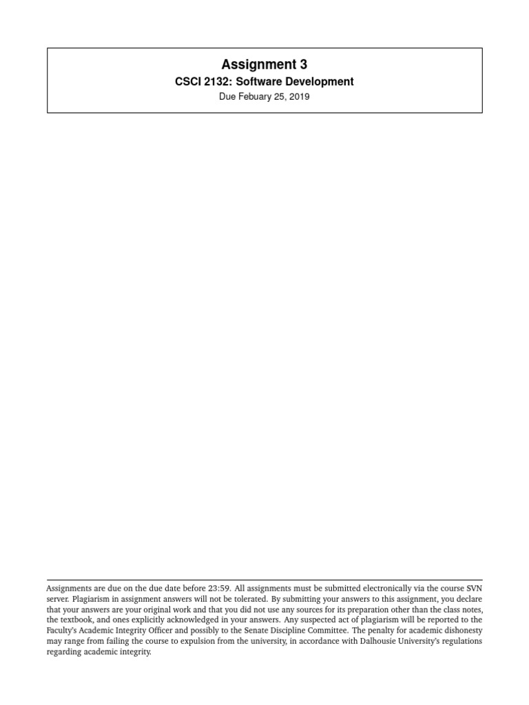 Assignment 3: CSCI 2132: Software Development | PDF