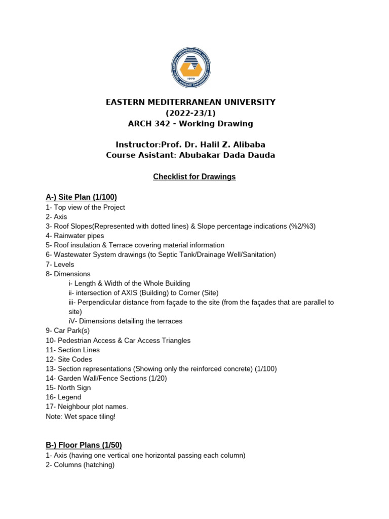 Arch 342-CheckList | PDF