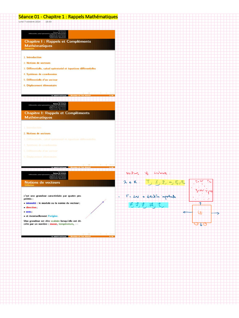 Séance 01 - Chapitre 1 Rappels Mathématiques | PDF