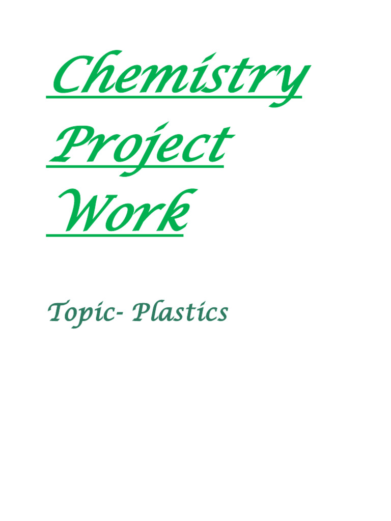 Chemistry Project Work | PDF