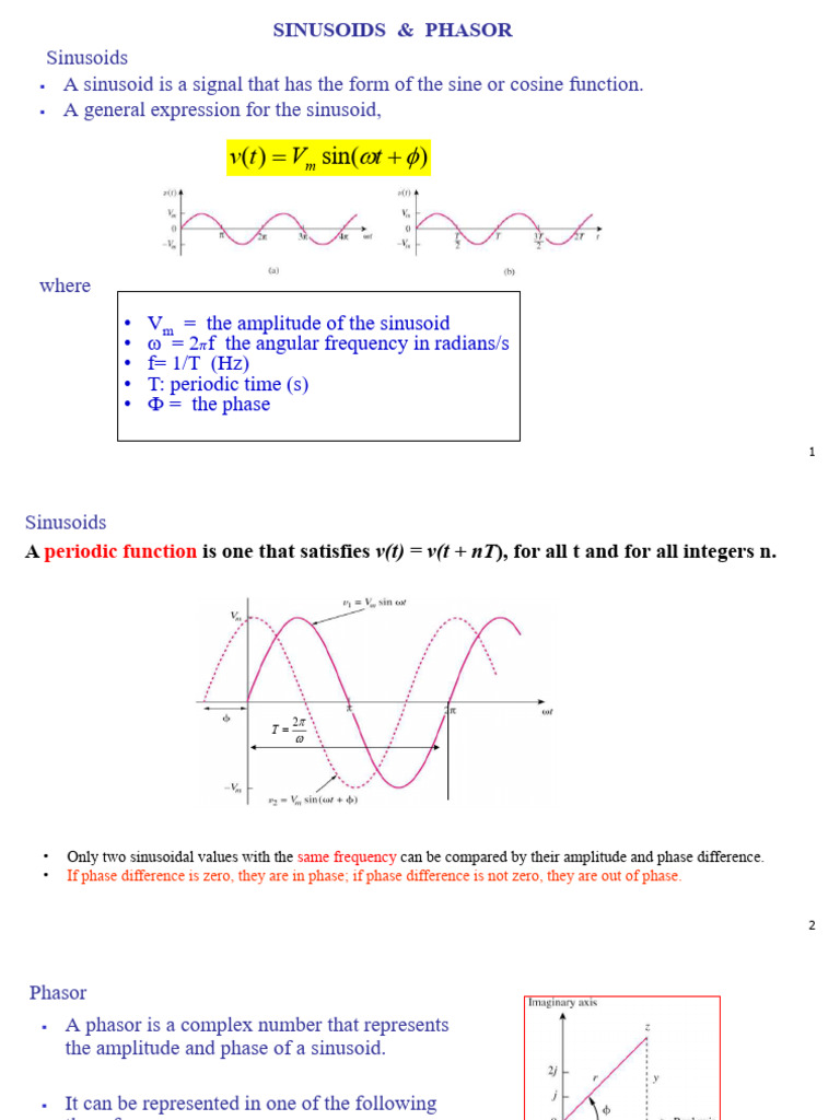 Sinusoids and Phasor P1 | PDF | Electrical Impedance | Phase (Waves)