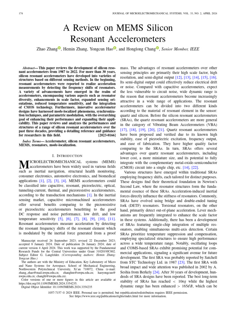 A Review On MEMS Silicon Resonant Accelerometers | PDF