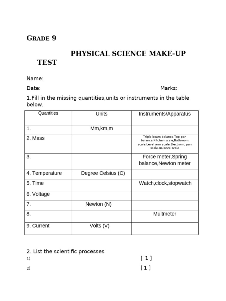 Physical Science Grade 9 | PDF