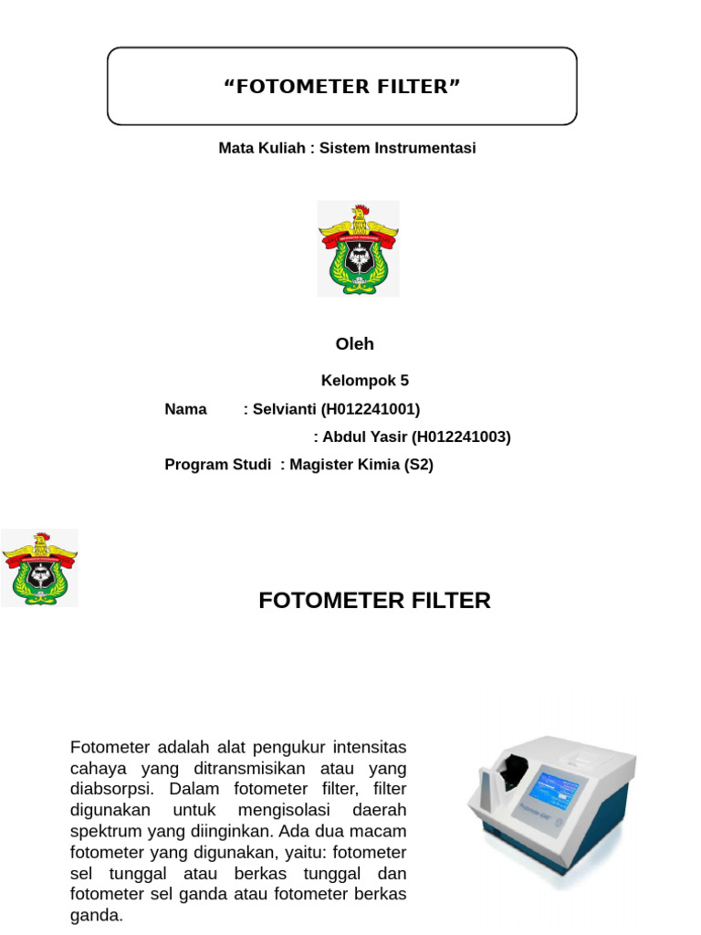 PPT KLPK 5 FOTOMETER FILTER | PDF