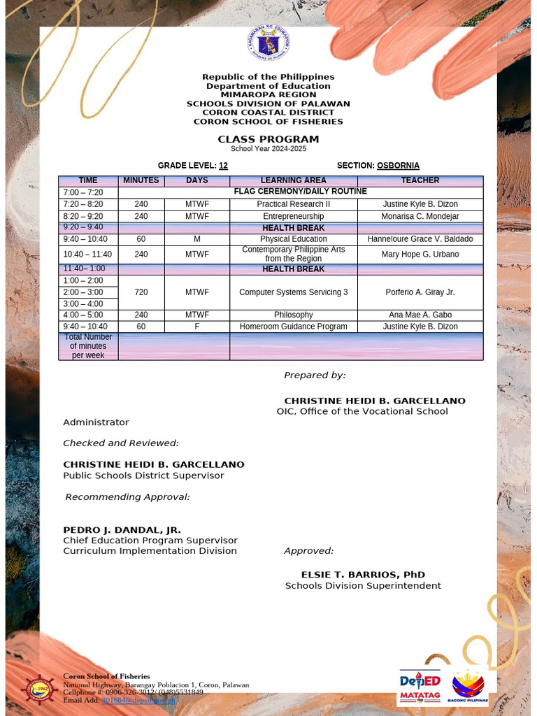 CLASS-PROGRAM-FINAL-SHS (1) | PDF