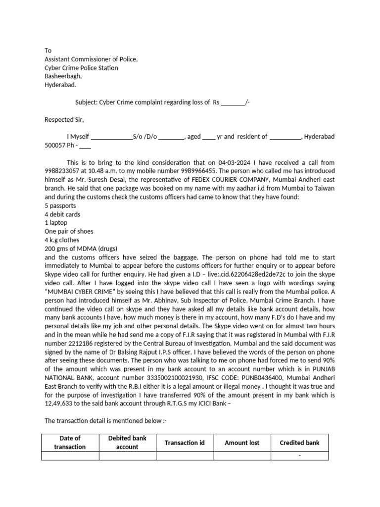 Fedex Complaint Format | PDF