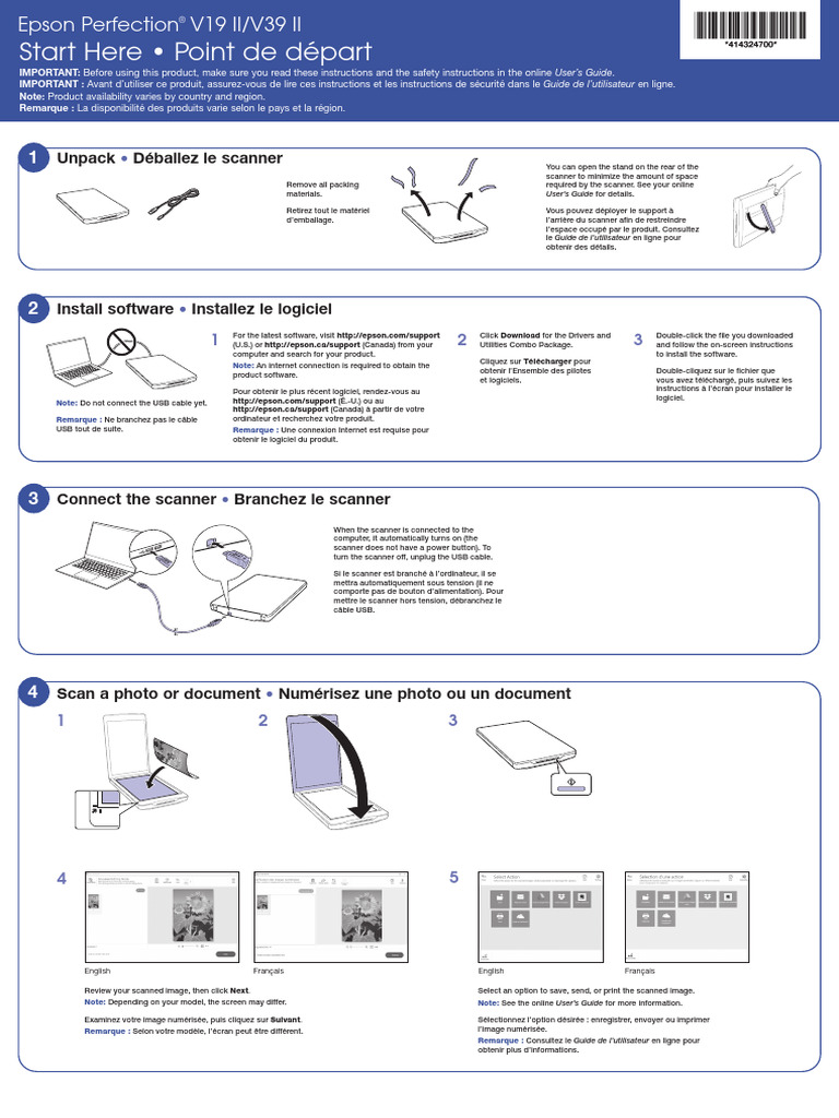 Epson Perfection V39 II Starting Guide | PDF | Image Scanner | Computing