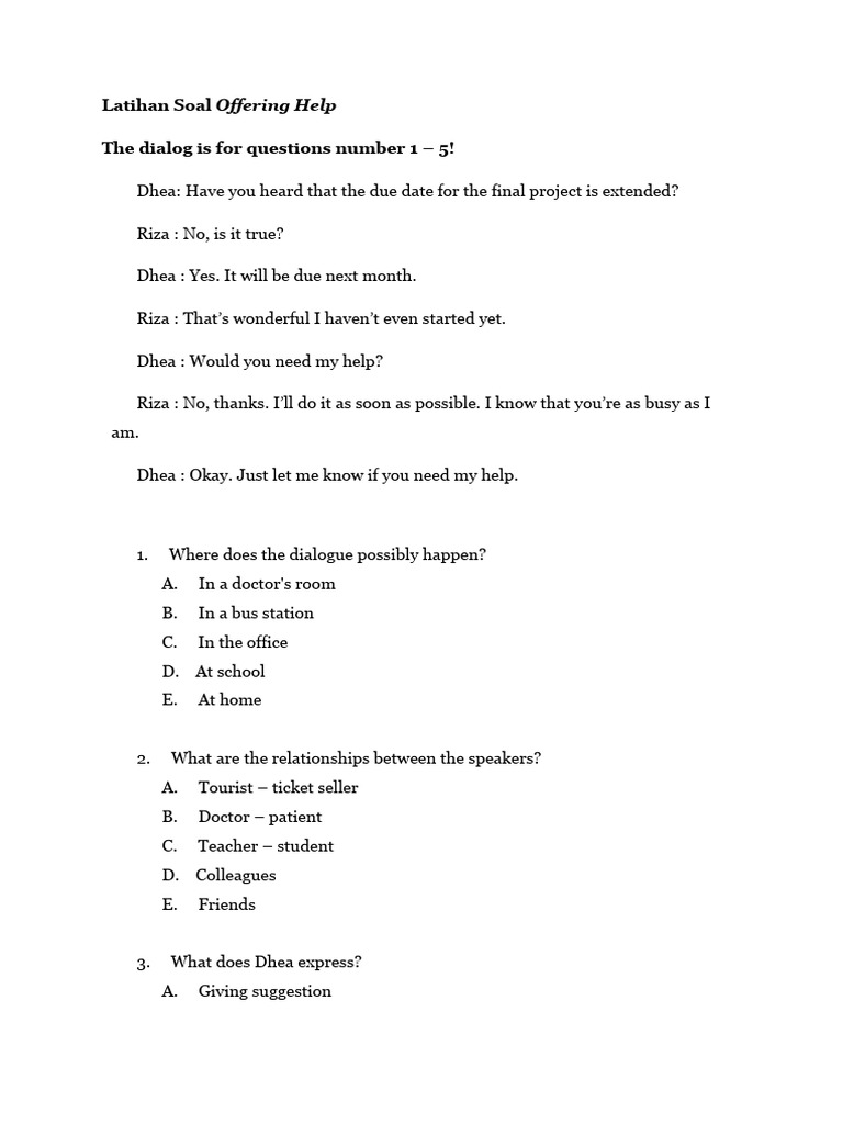 Latihan Soal Offering Help Pdf