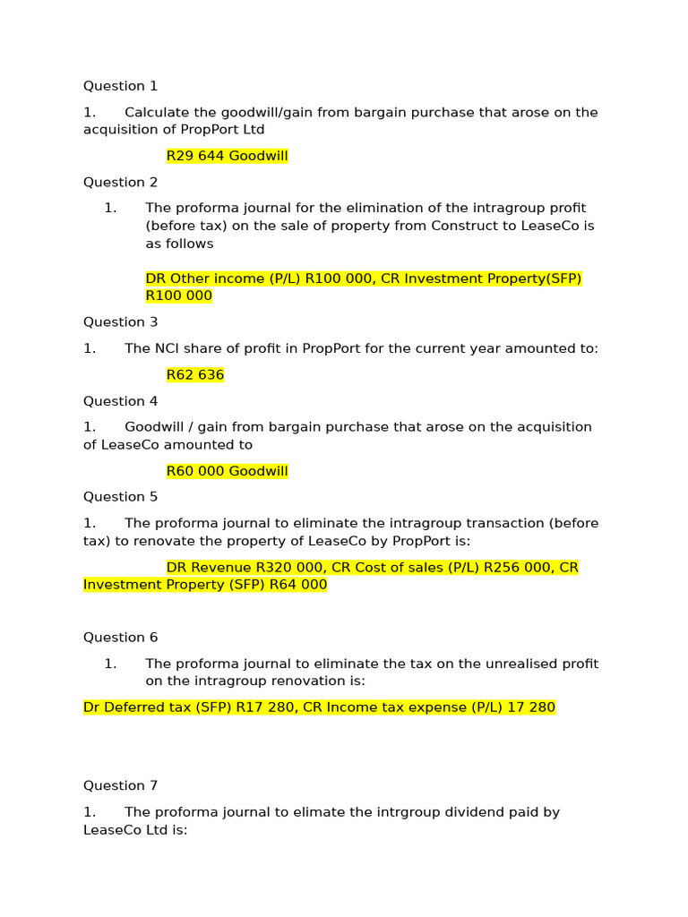 Intragroup Transactions and Goodwill Analysis | PDF | Finance & Money ...