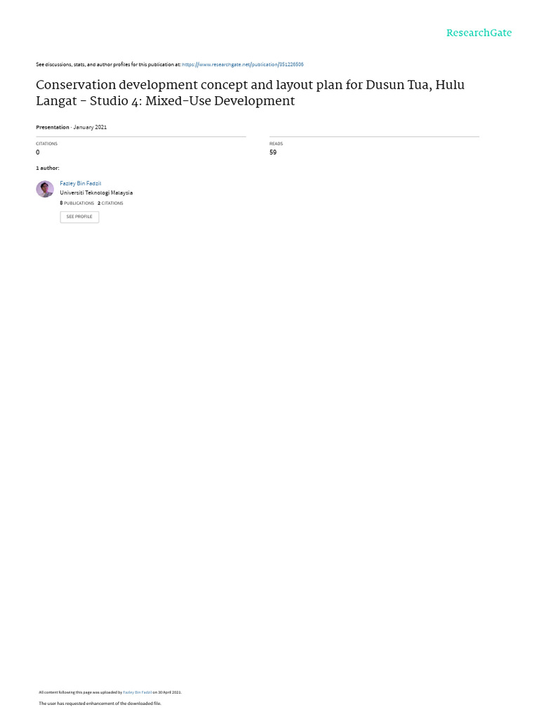 Conservation Development Concept and Layout Plan For Dusun Tua, Hulu ...