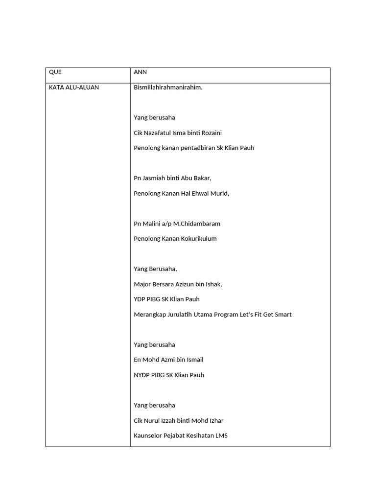 Teks MC Program Let's Fit Get Smart | PDF