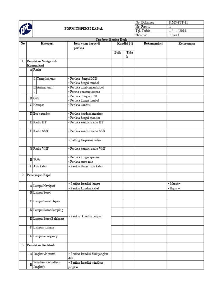 Inspeksi Deck Tongkang | PDF