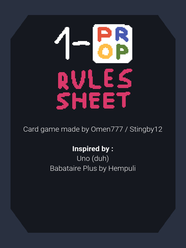 One-Prop Rules (Unfinished) | PDF